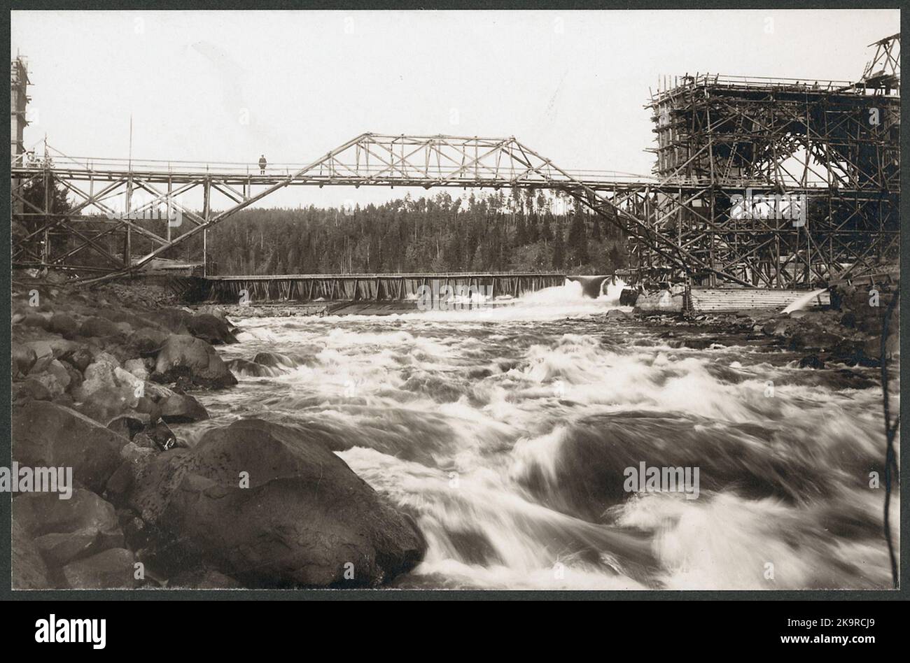The construction of the railway bridge over the Pite River at Sikfors ...