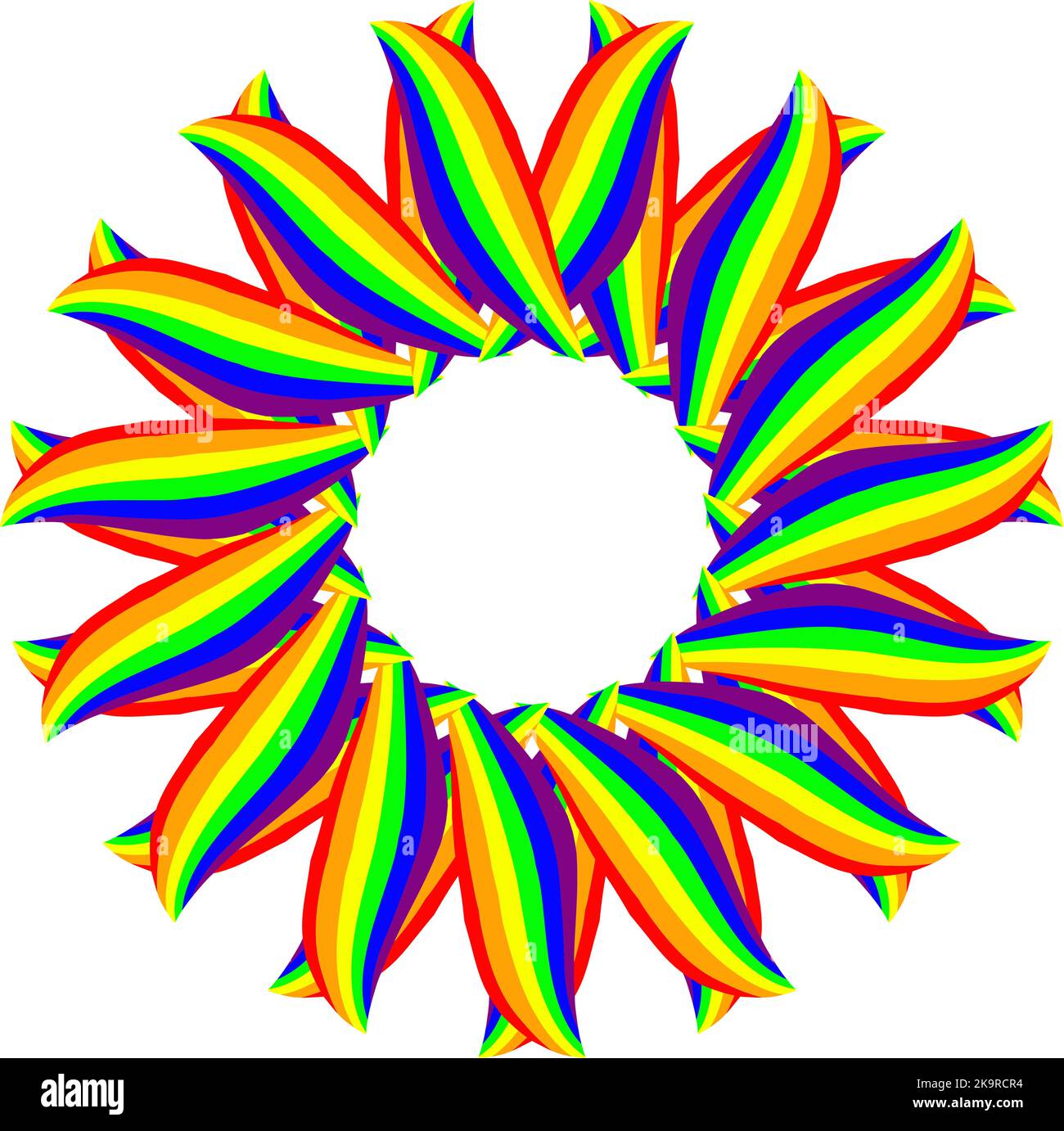 Abstract stylized rainbow frame. Round decorative ornament design Stock ...