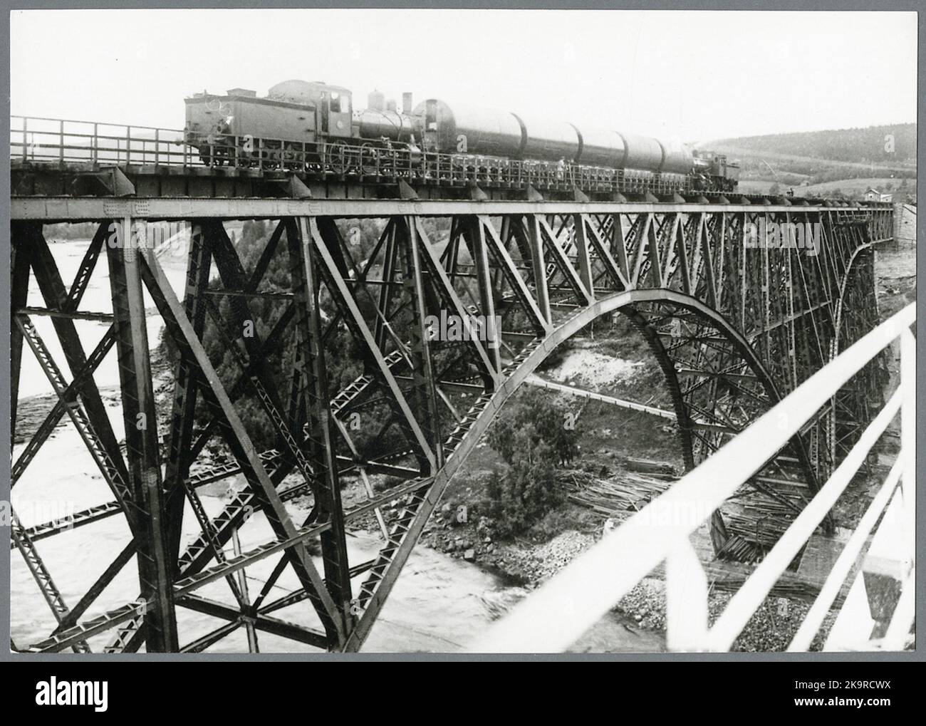 Test load of the railway bridge over the Ångerman River at Forsmo on ...