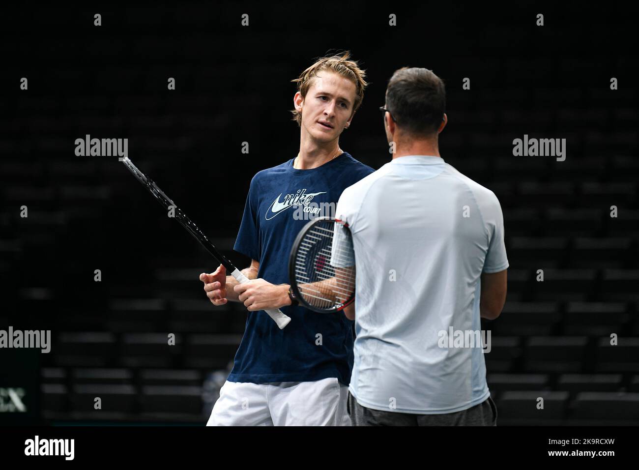 Paris, France. 29th Oct, 2022. Sebastian "Sebi" Korda and his coach ...