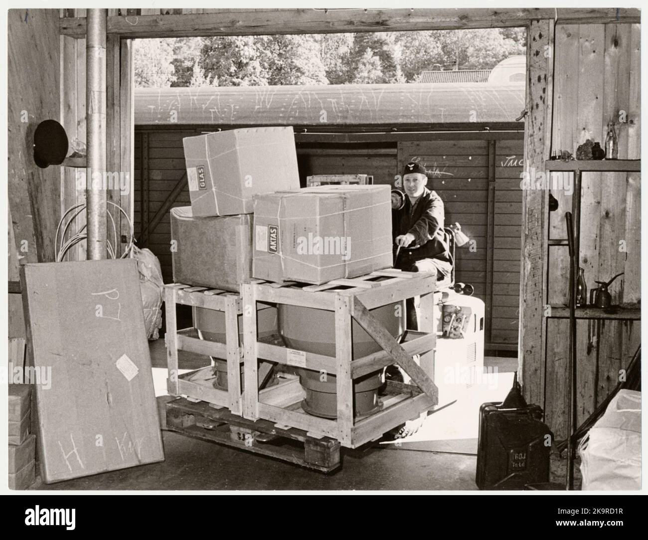 Loading of freight wagon Stock Photo - Alamy