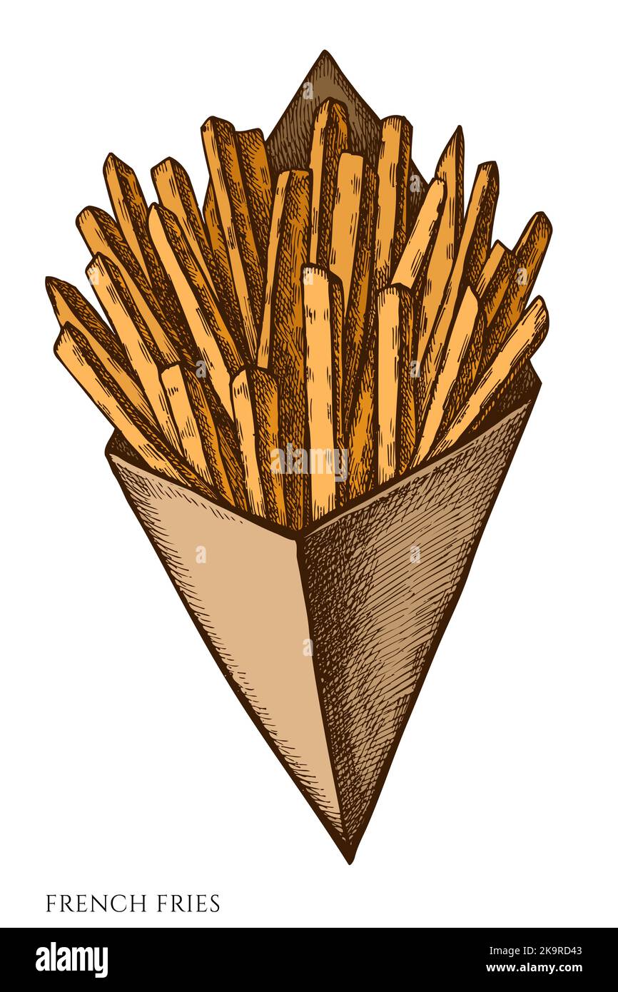 Carnival food hand drawn vector illustrations collection. Colored ...