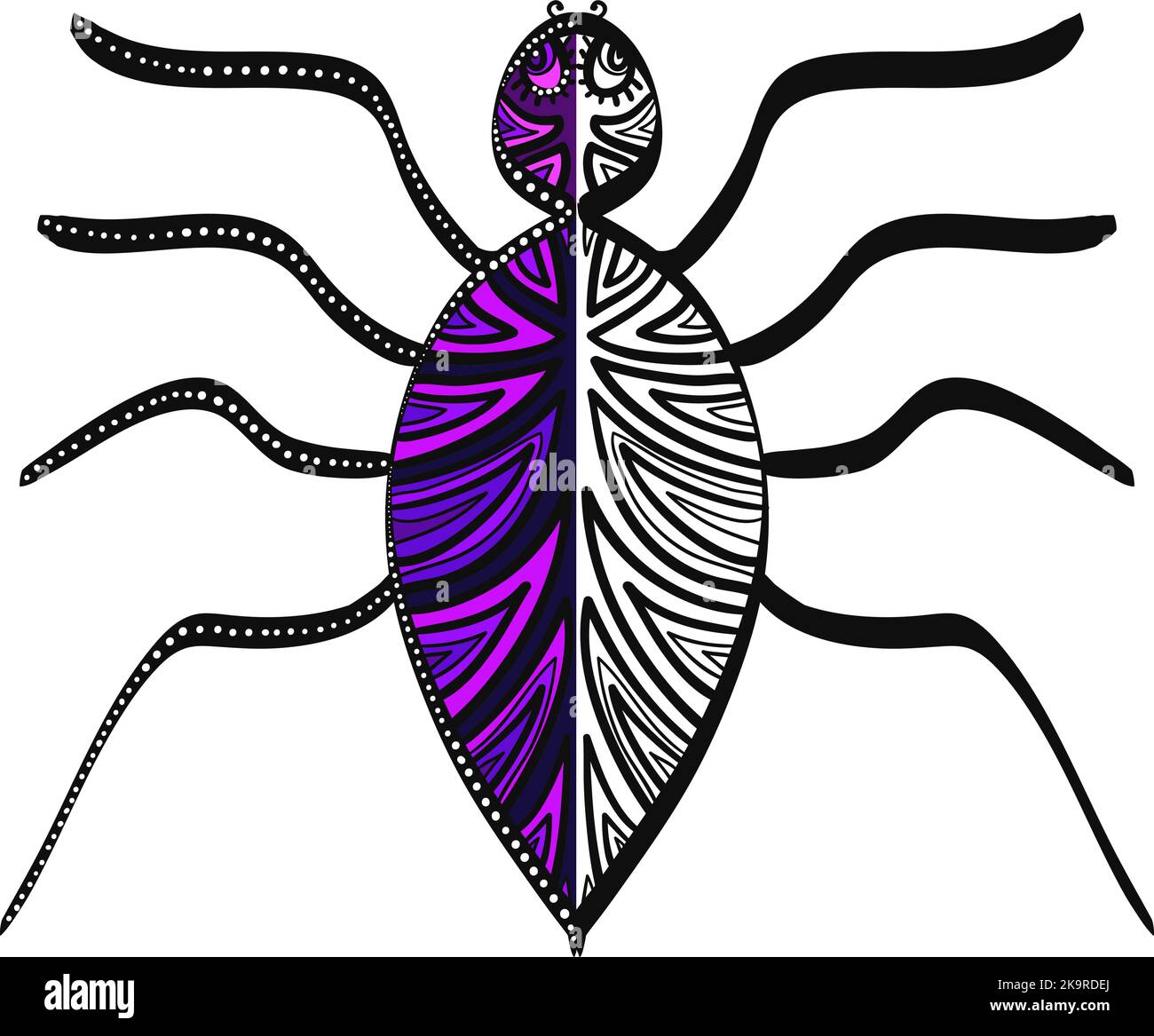 Spider illustration. Halloween card. Spider with hand drawn ornaments ...