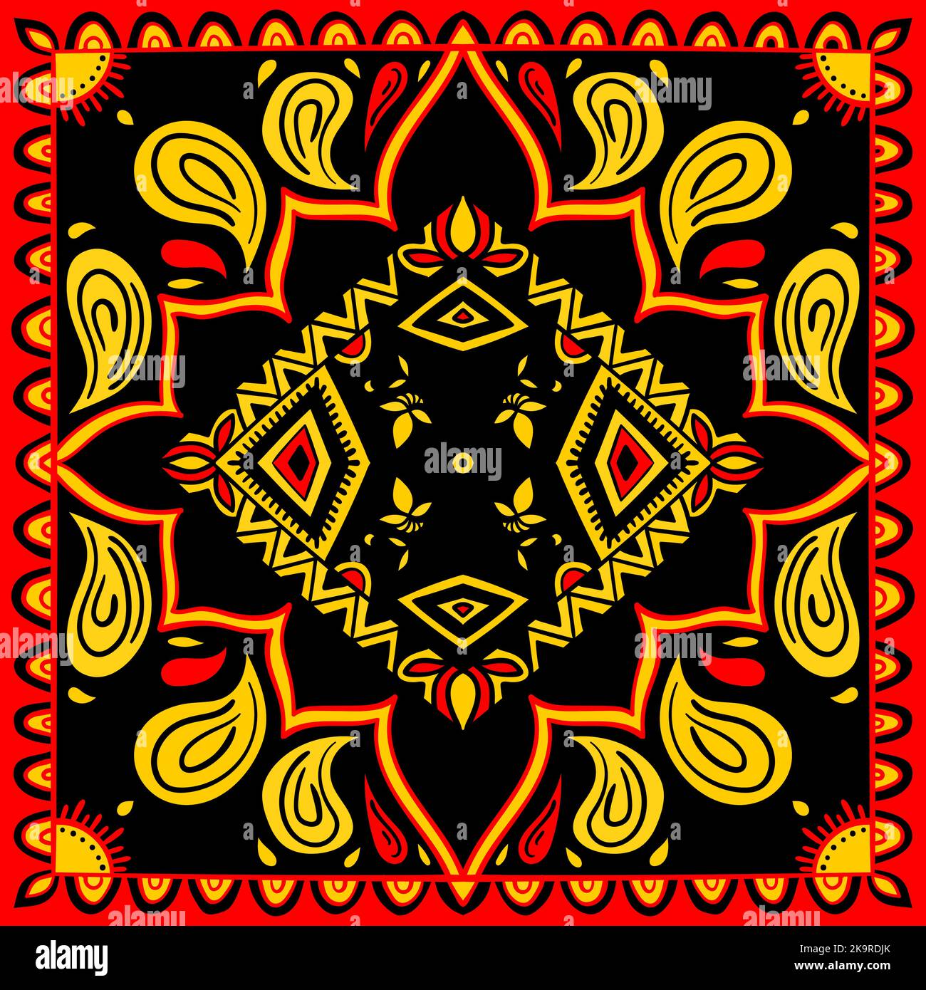 Bright colorful rug ornamental background with traditional pattern ...