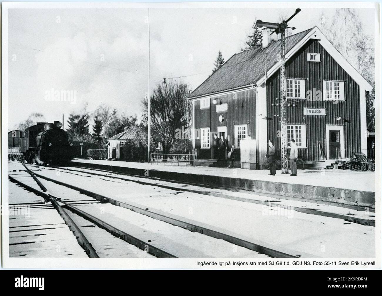 Local freight train at entrance to Insjön station Stock Photo - Alamy
