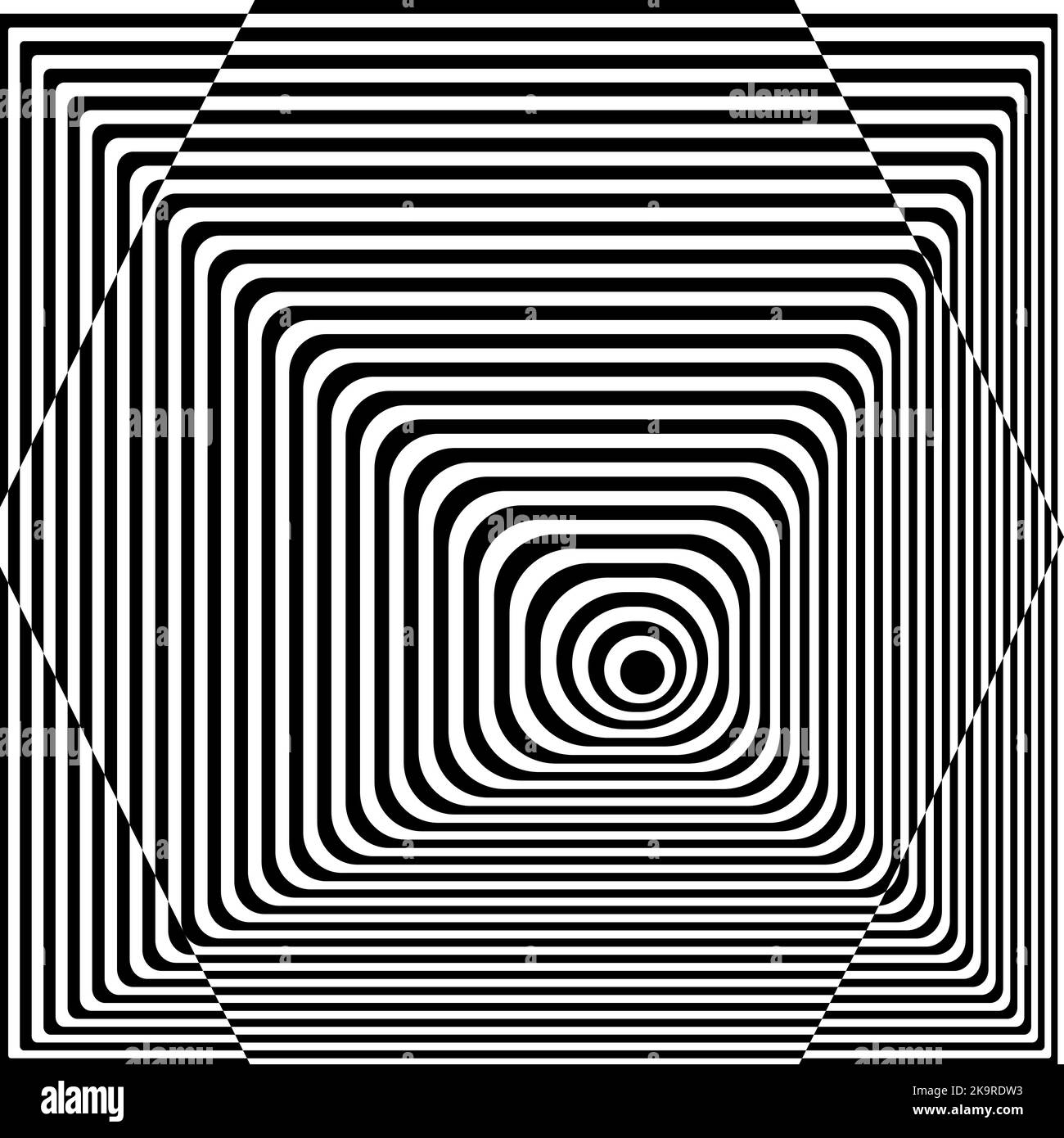 Abstract twisted black and white background. Optical illusion of ...