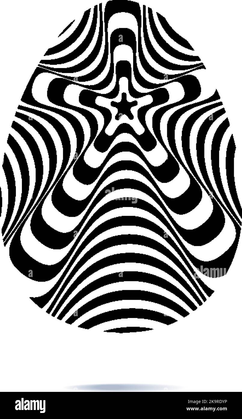 Abstract twisted black and white oval background. Optical illusion of ...