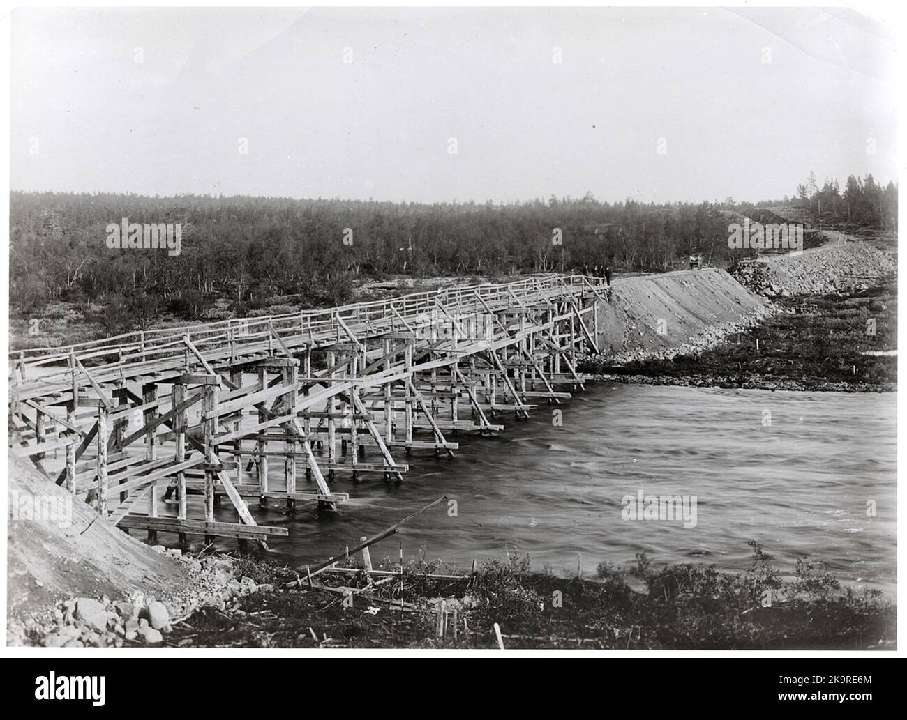 Provisional bridge over the Kalix River Stock Photo - Alamy