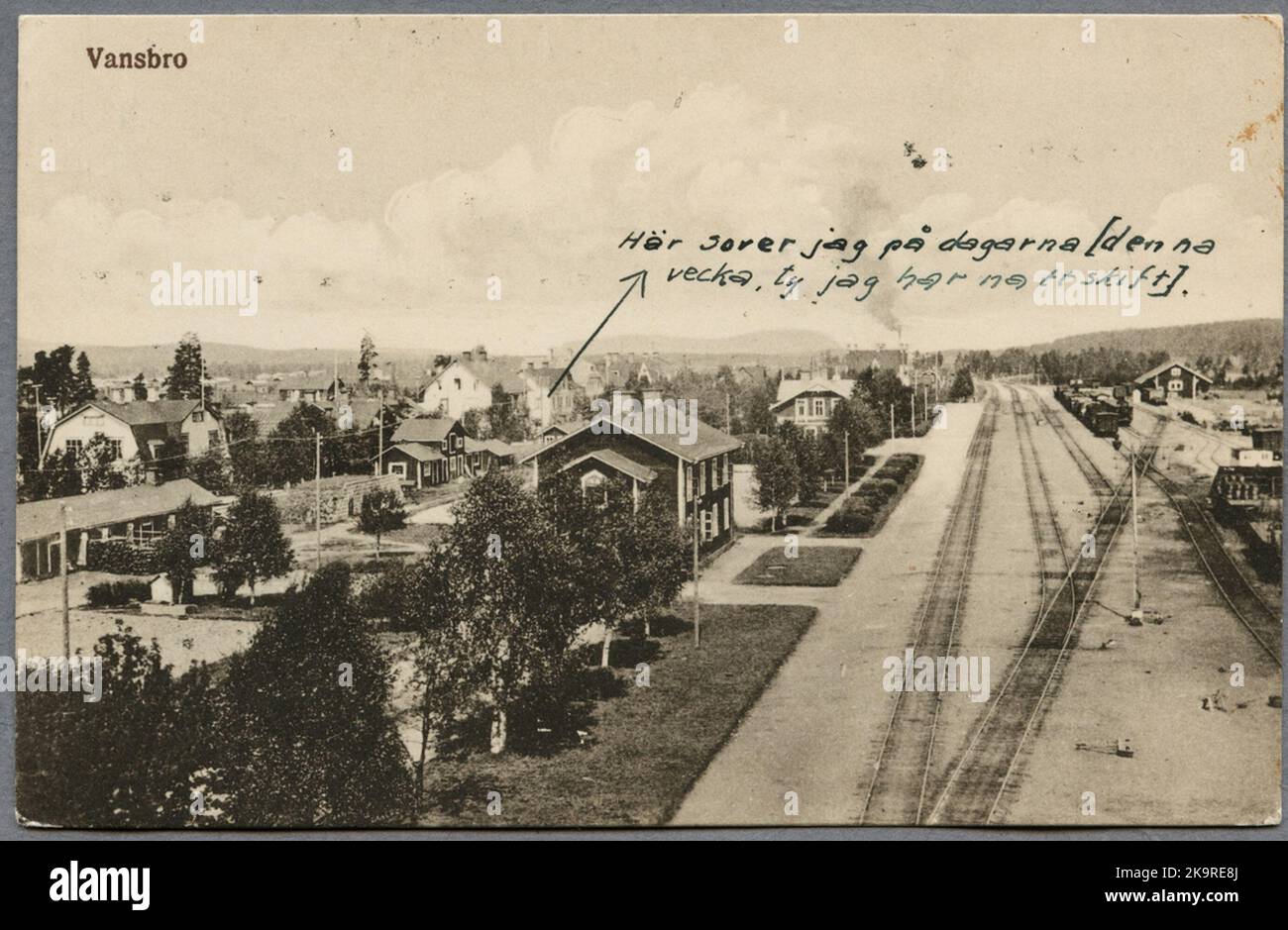 Station environment in Vansbro with wagons and city in picture Stock ...