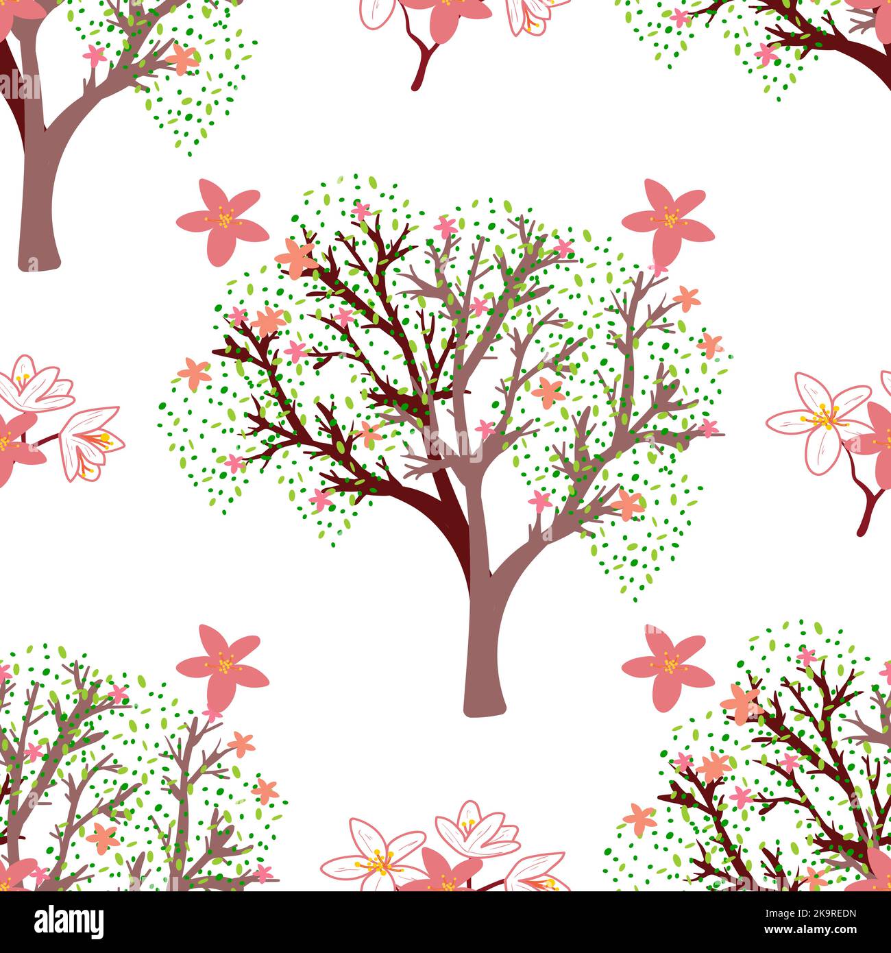 Cherry trees flowering Stock Vector Images - Alamy