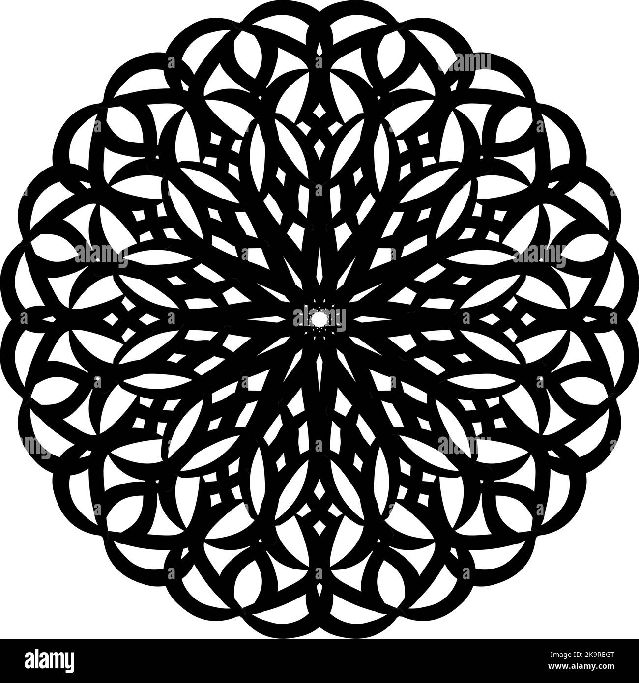 Hand-drawn doodle pattern in circle. Decorative lacy mandala or ...