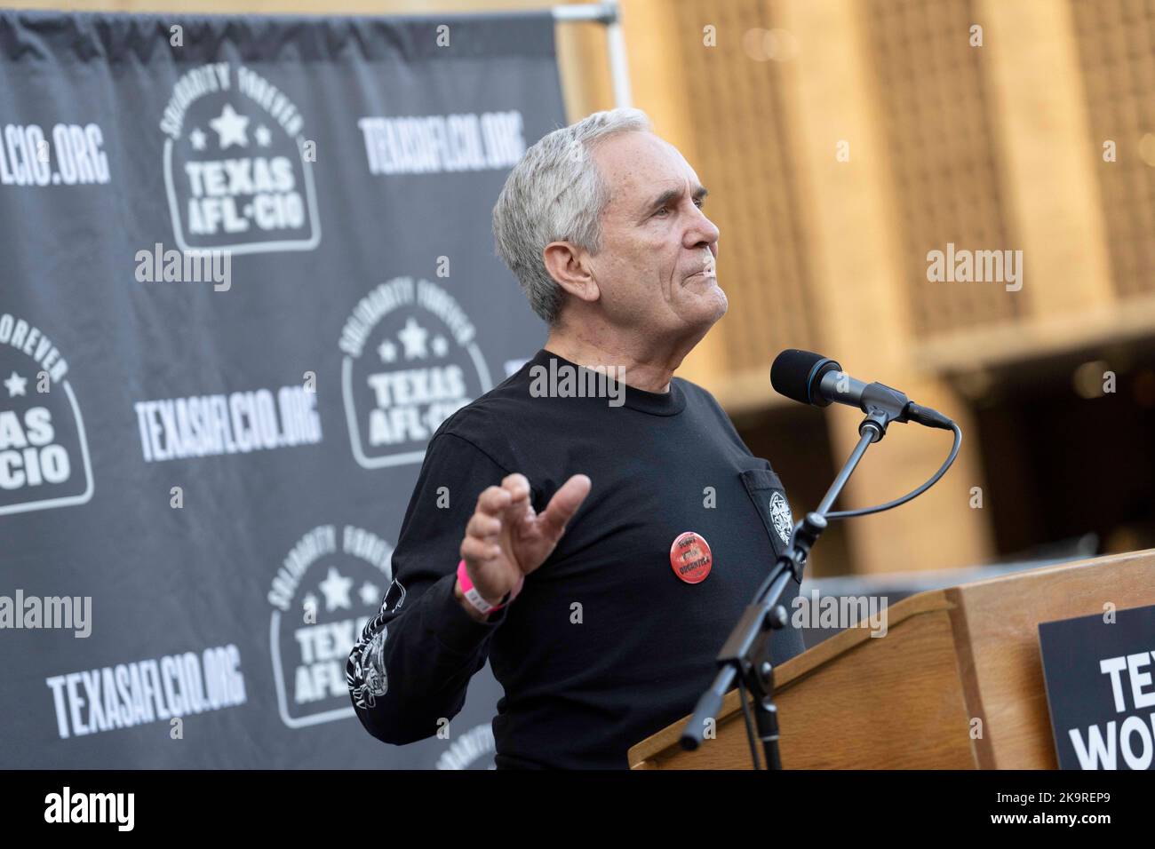 U.S. Congressman LLOYD DOGGETT (D-TX) speaks at a rally at the AFL-CIO ...