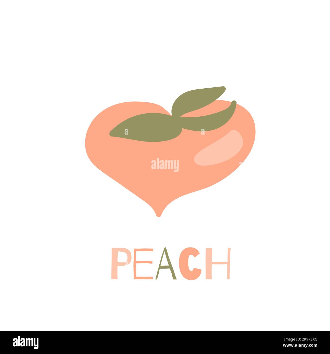 Cute hand drawn card with funny stylized peach fruit image Stock Vector ...