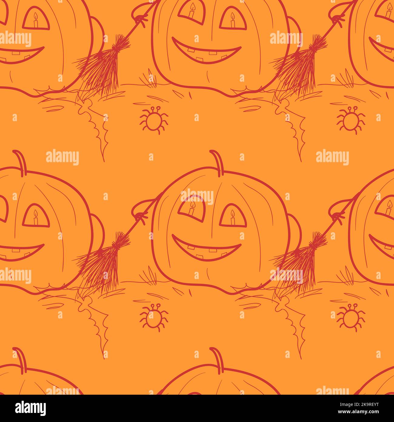Halloween seamless background with pumpkins, vector illustration Stock ...