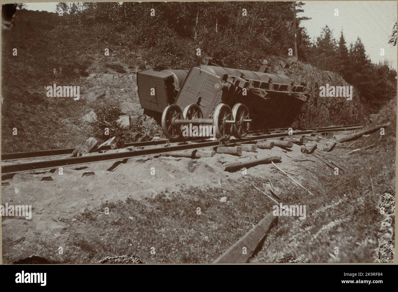 Shredded gas wagon on the line between Nässjö and Forserum Stock Photo ...