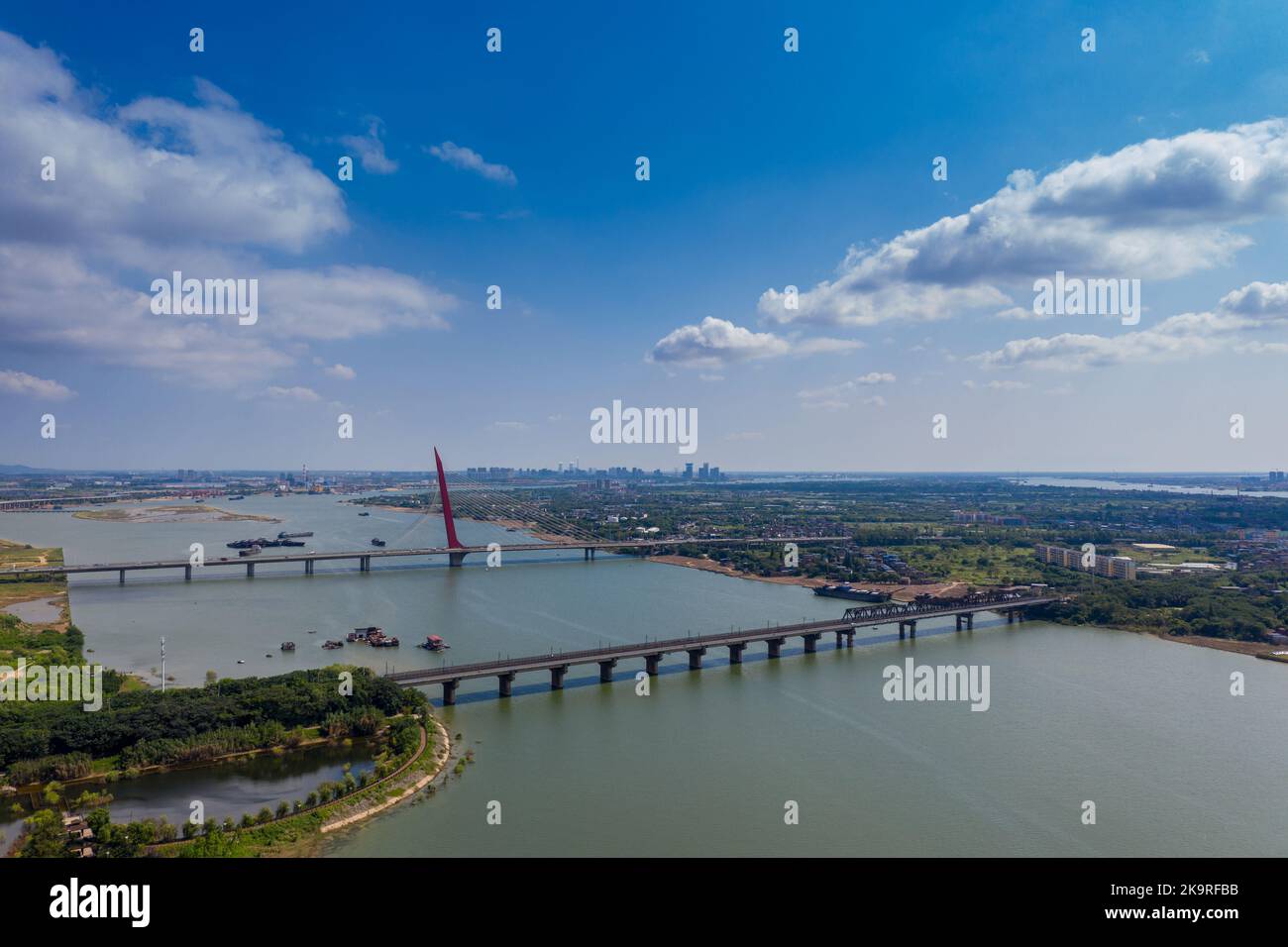 yangtze river cable stayed bridge Stock Photo - Alamy