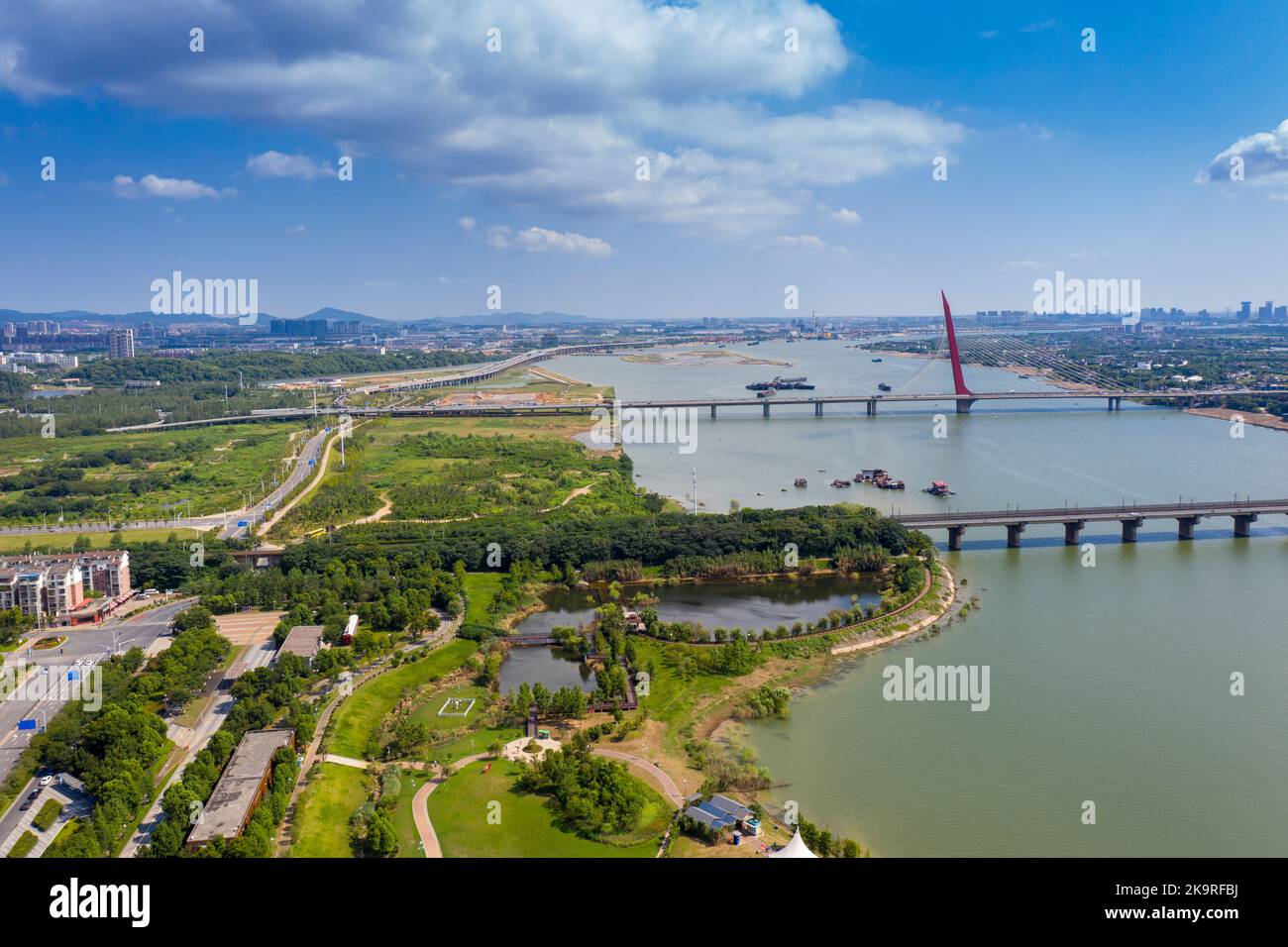 yangtze river cable stayed bridge Stock Photo - Alamy