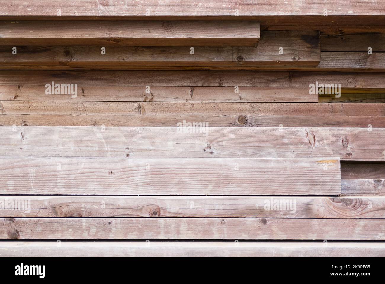 Wooden planks. Air-drying timber stack. Wood air drying. Timber. Lumber ...