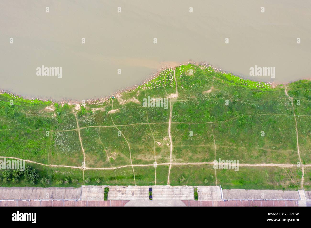 Aerial view of riverbank,the dry river Stock Photo - Alamy