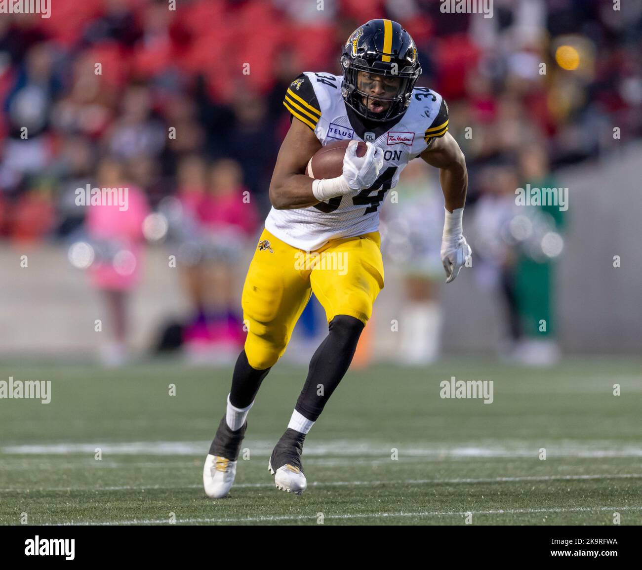 Ottawa, Canada. 29 Oct 2022. Wes Hills (34) of the Hamilton Tiger-Cats ...