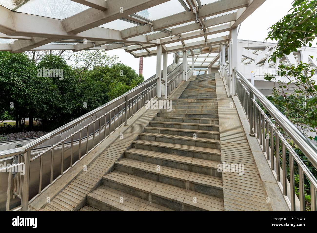 Flight of Stairs to a Modern Pedestrian Bridge Stock Photo - Alamy
