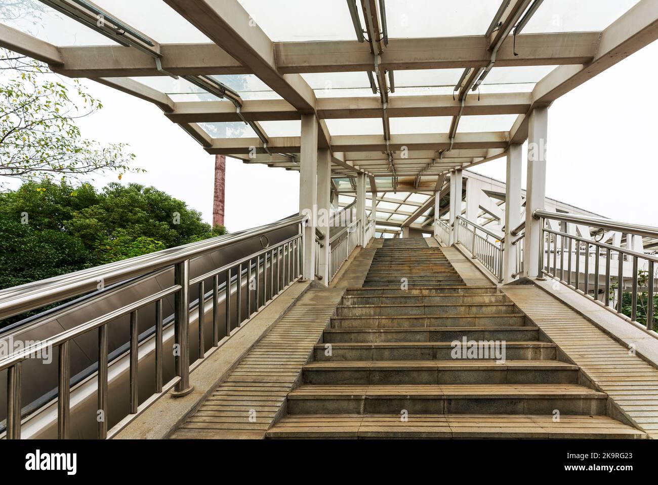Flight of Stairs to a Modern Pedestrian Bridge Stock Photo - Alamy