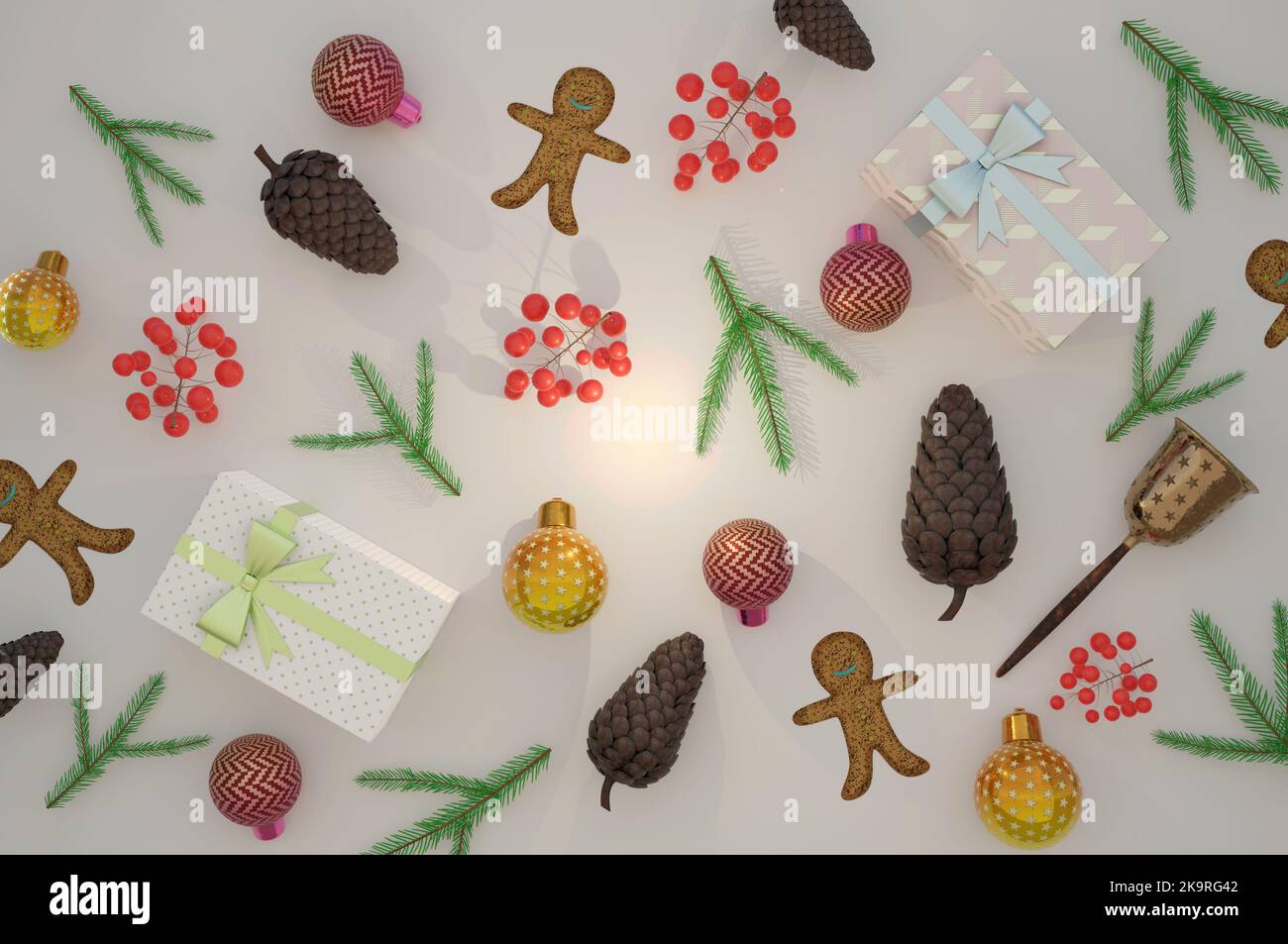 3D Illustration , 3d rendering . Christmas decorations background Stock ...