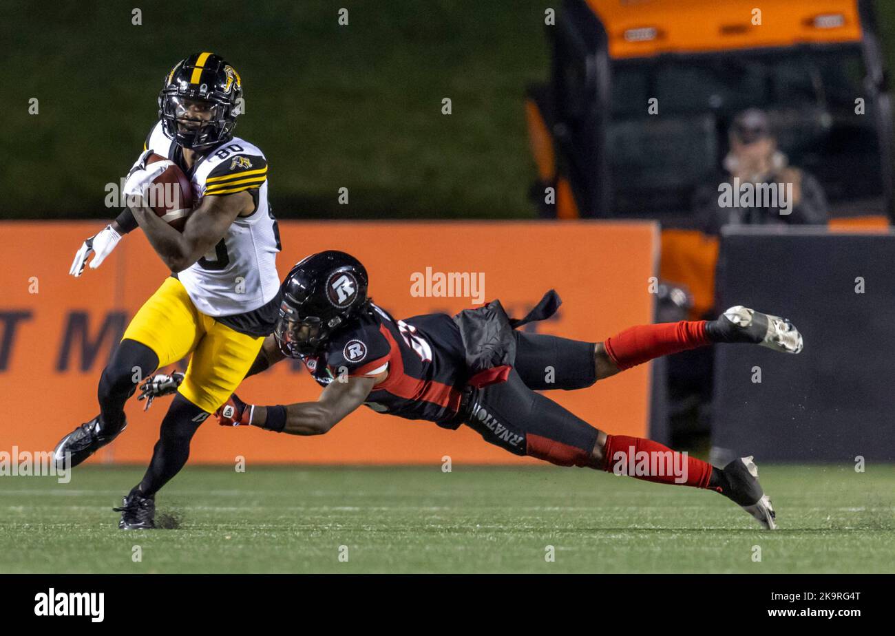 Ottawa, Canada. 29 Oct 2022. Terry Godwin II (80) of the Hamilton Tiger ...