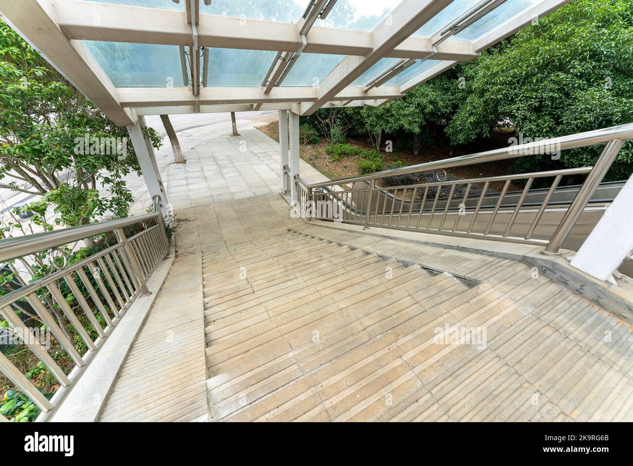Flight of Stairs to a Modern Pedestrian Bridge Stock Photo - Alamy