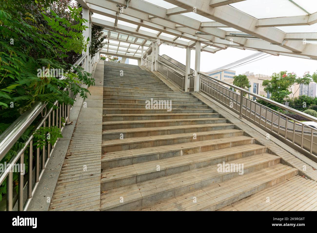 Flight of Stairs to a Modern Pedestrian Bridge Stock Photo - Alamy