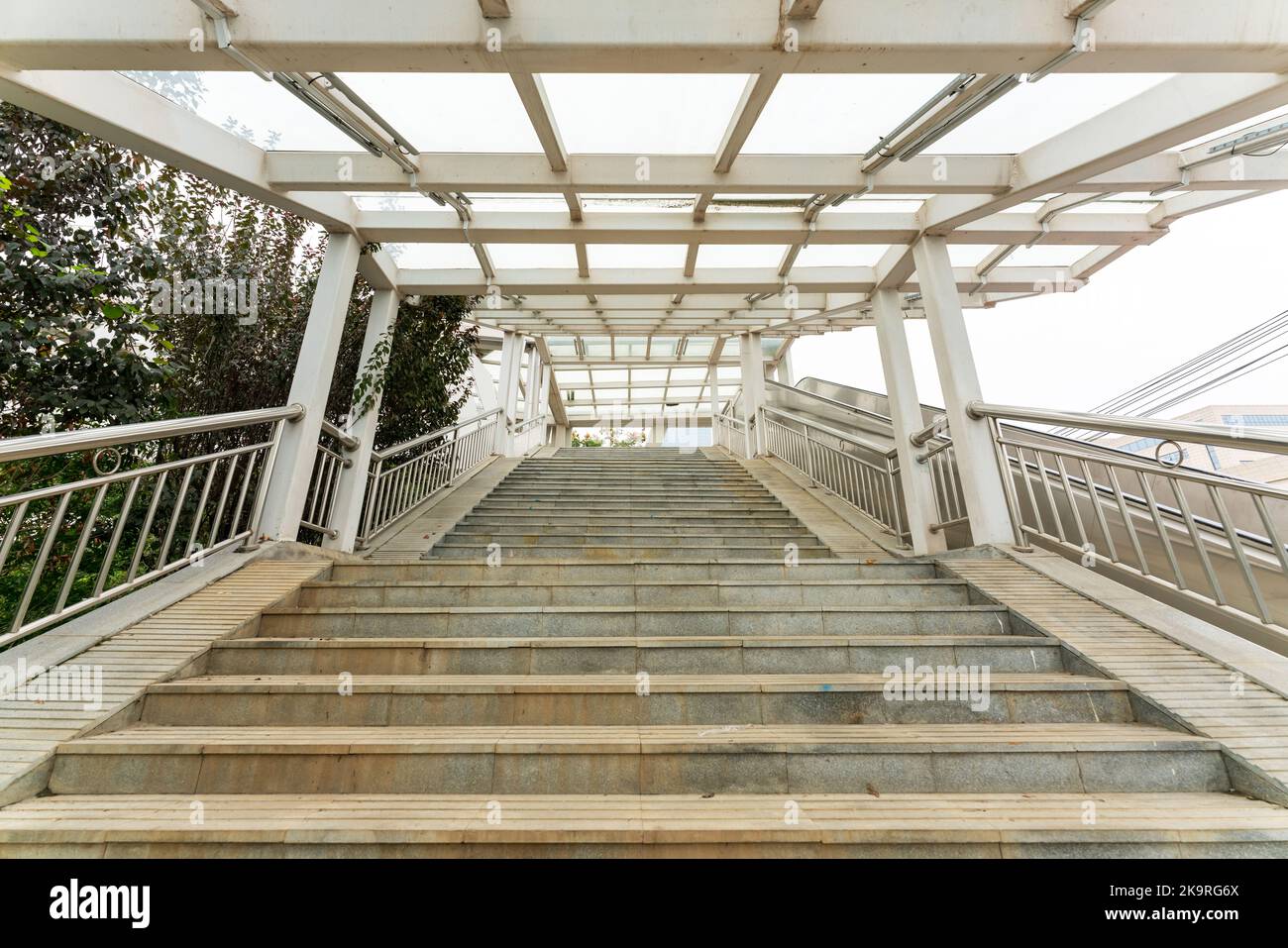 Flight of Stairs to a Modern Pedestrian Bridge Stock Photo - Alamy
