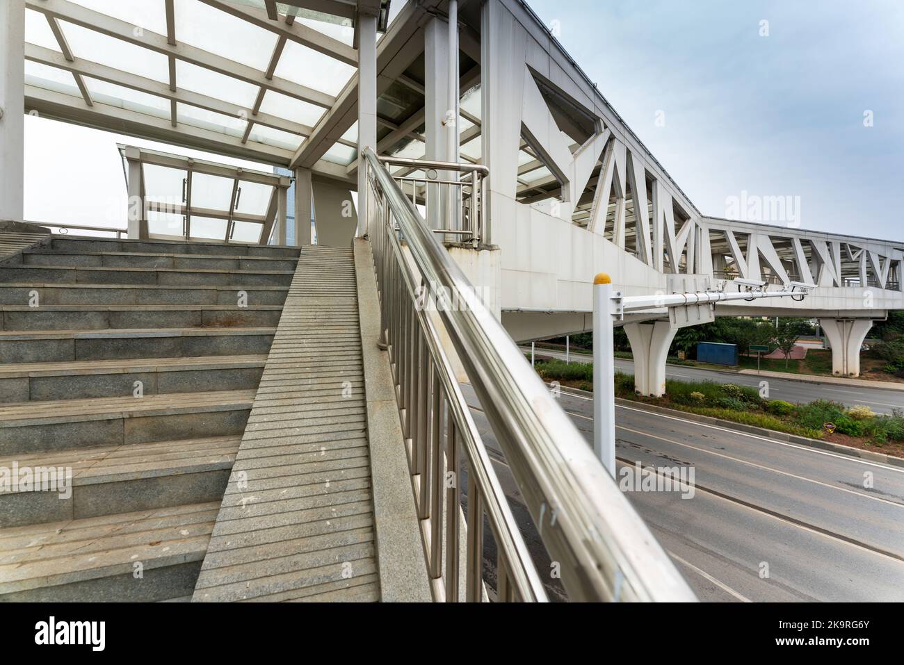 Flight of Stairs to a Modern Pedestrian Bridge Stock Photo - Alamy