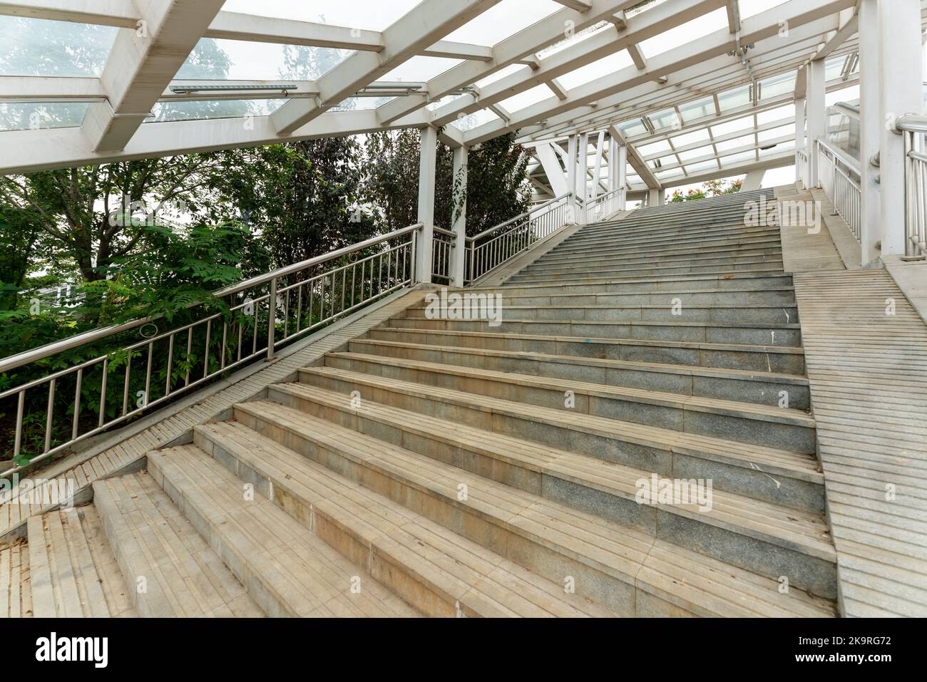 Flight of Stairs to a Modern Pedestrian Bridge Stock Photo - Alamy