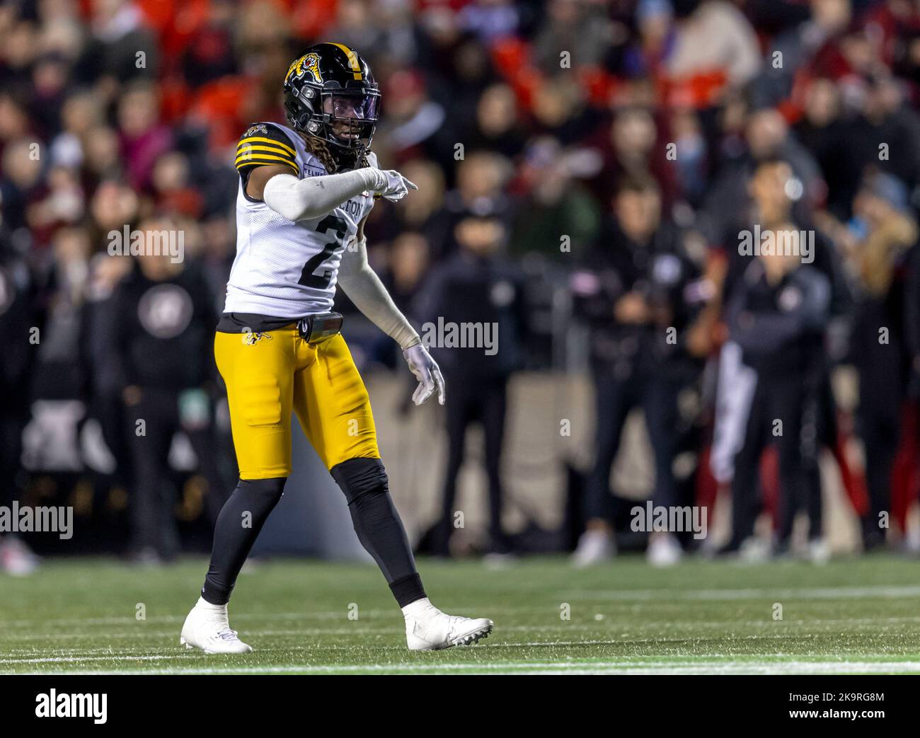 Ottawa, Canada. 29 Oct 2022. Tunde Adeleke (2) of the Hamilton Tiger ...