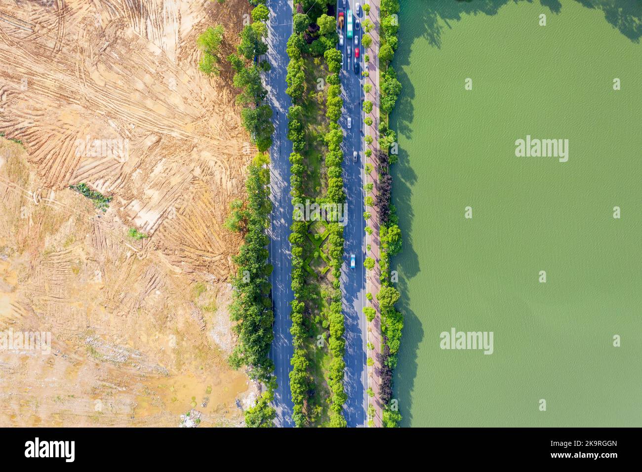 Aerial view of road by the lake Stock Photo - Alamy