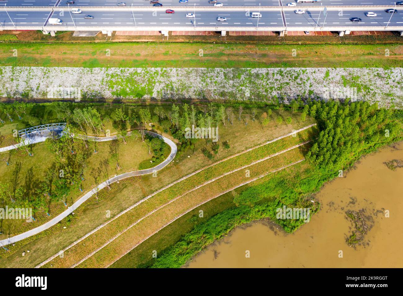 Aerial view of road by the lake Stock Photo - Alamy