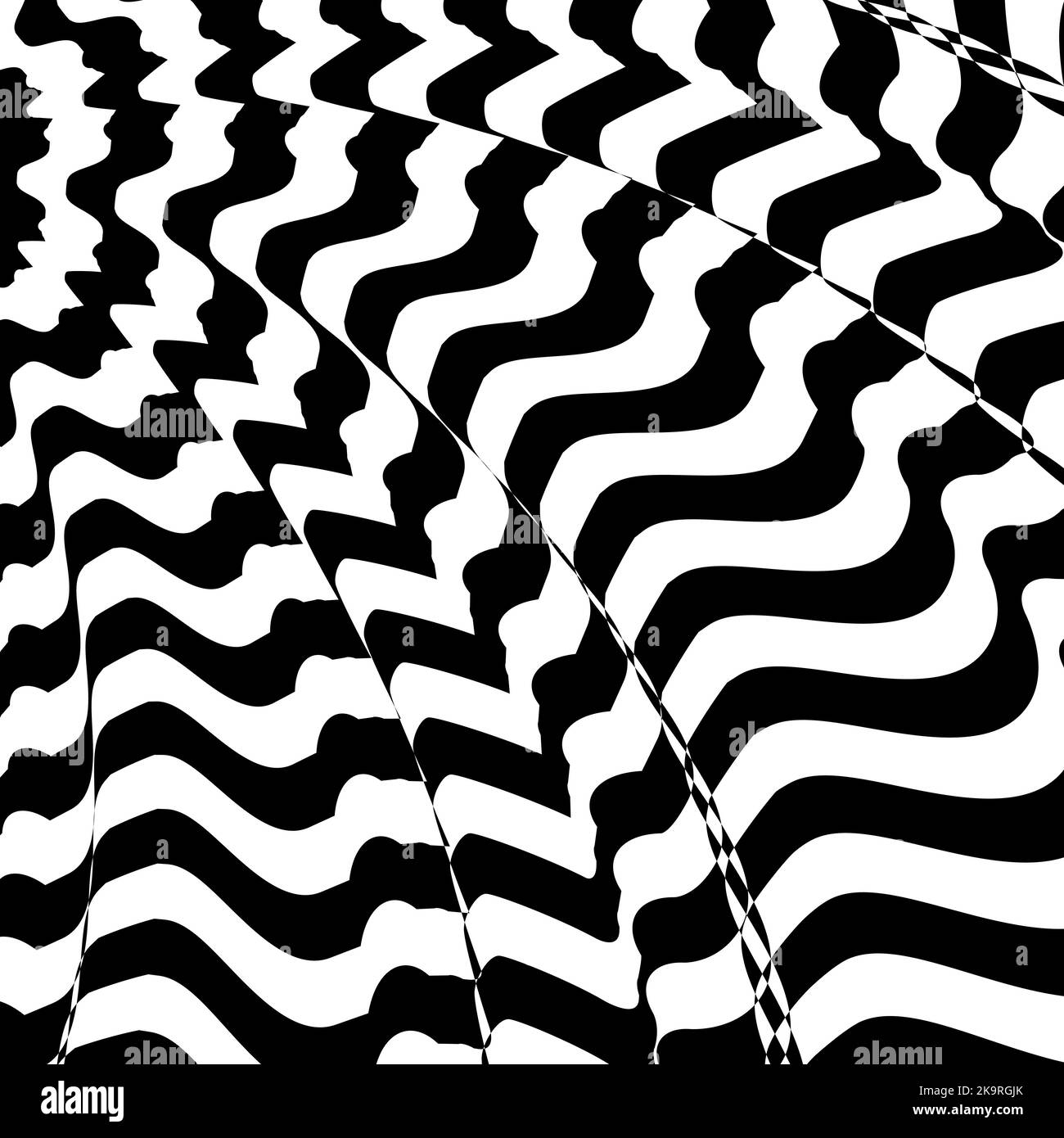 Abstract twisted black and white background. Optical illusion of ...