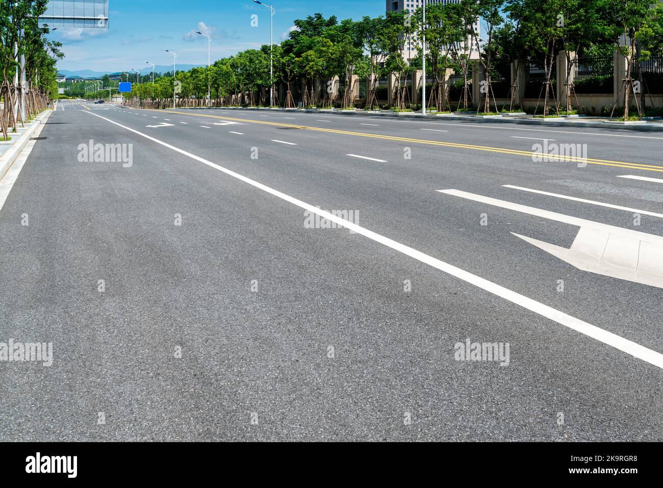 Empty urban road and buildings in China Stock Photo - Alamy