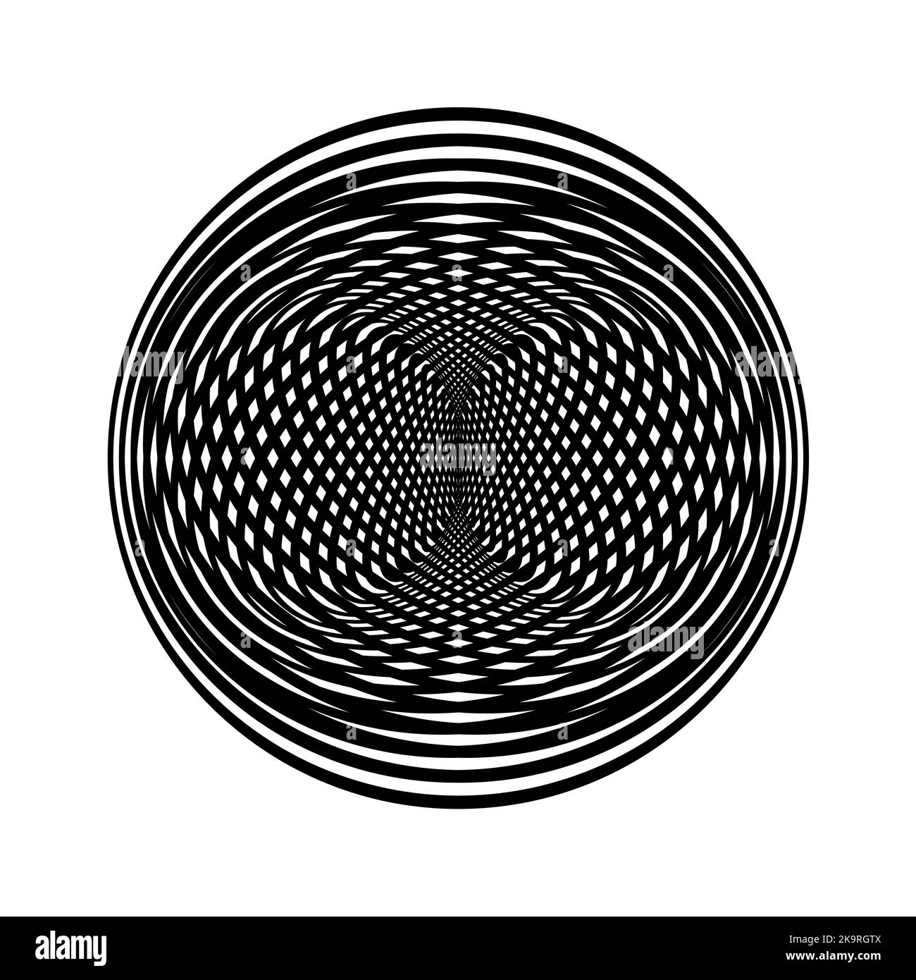 Abstract twisted black and white background in circle. Optical illusion ...