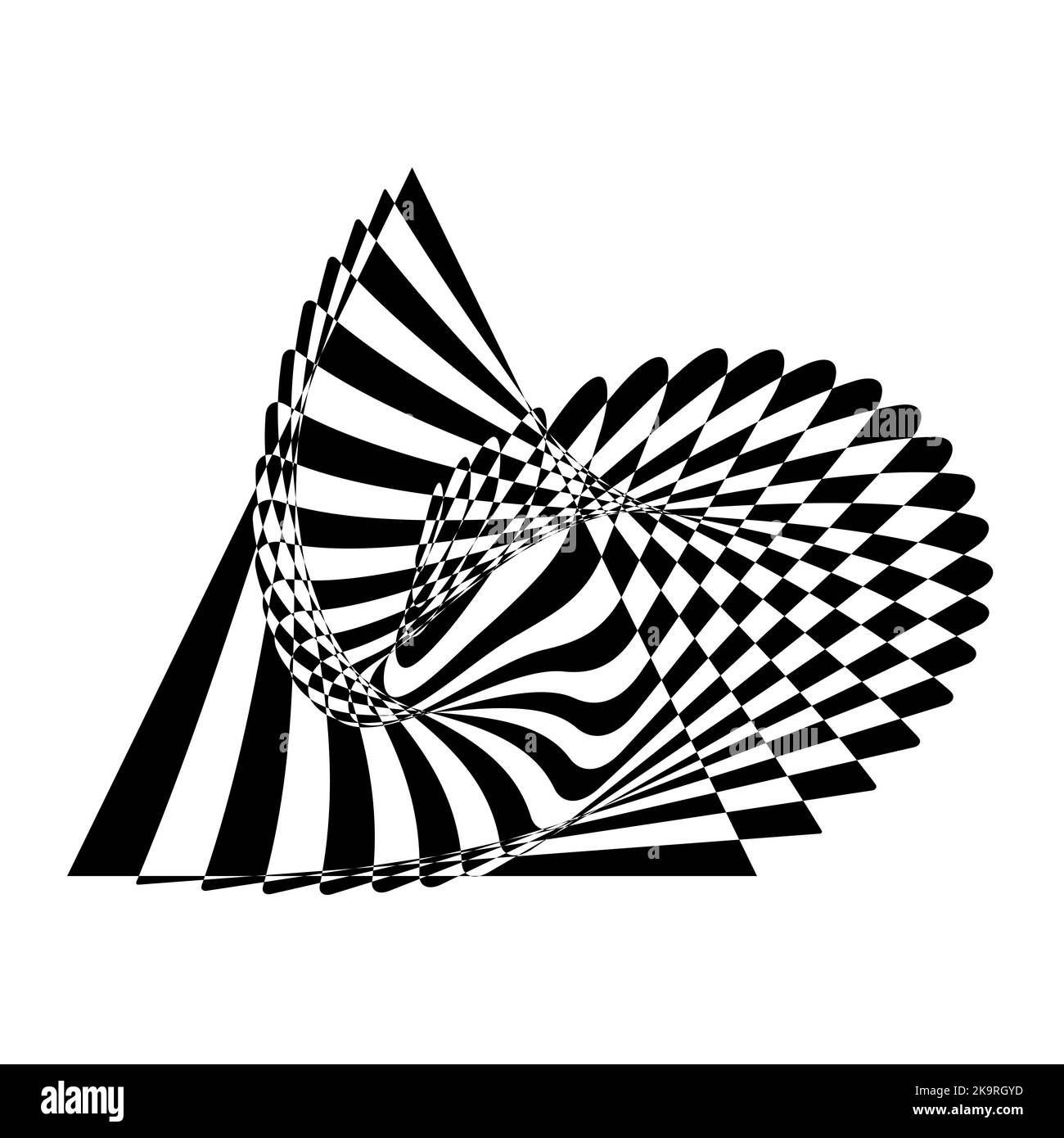 Abstract twisted black and white figure. Optical illusion of distorted ...