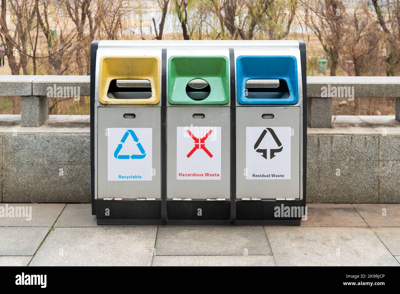 waste collection compartments by categories for recycling Stock Photo ...