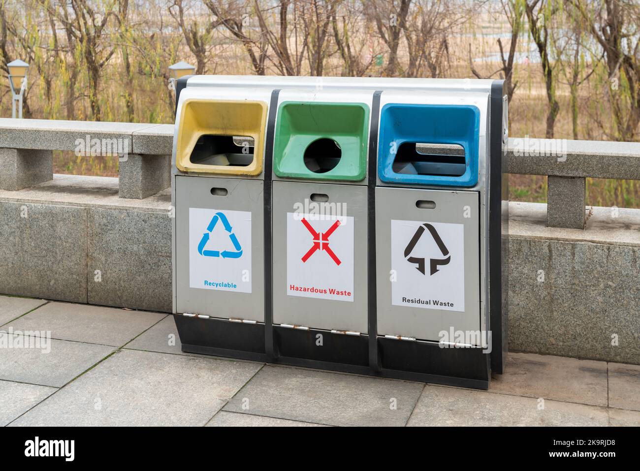 waste collection compartments by categories for recycling Stock Photo ...
