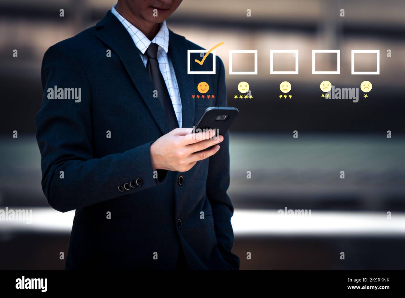 Young Asian business man using smartphone ,customer service and five ...