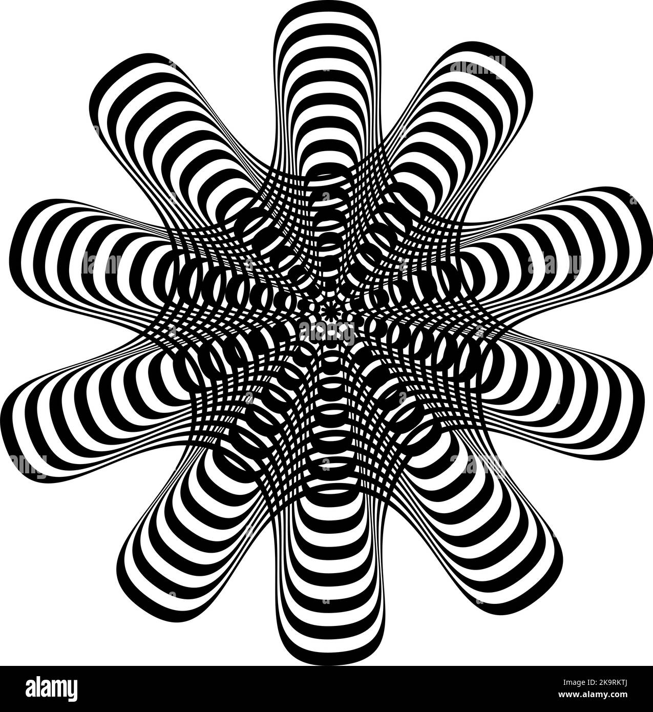 Abstract twisted black and white background. Optical illusion of ...