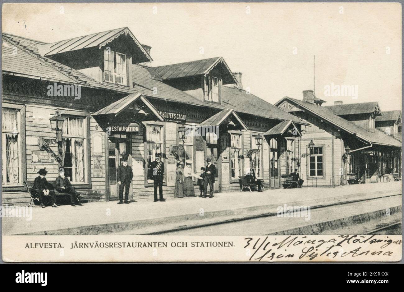 The railway restaurant and station in Alvesta. From left: Engineer ...