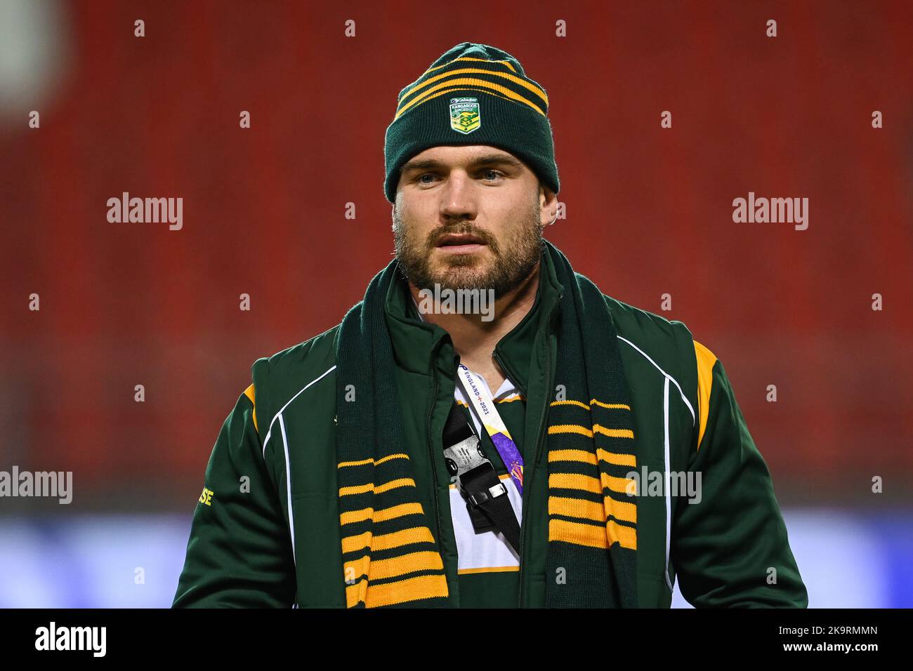 Angus Crichton of Australia during the pre game pitch inspection ahead ...