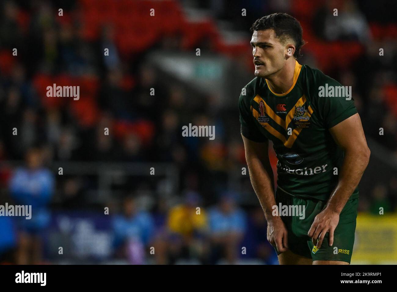 Nathan Cleary of Australia during the Rugby League World Cup 2021 match ...
