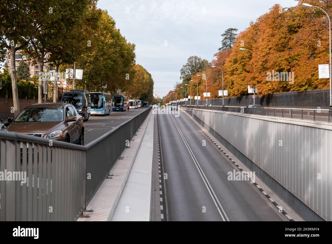 Madrid, Spain October 29 2022 Street Paseo del Prado in City Center ...