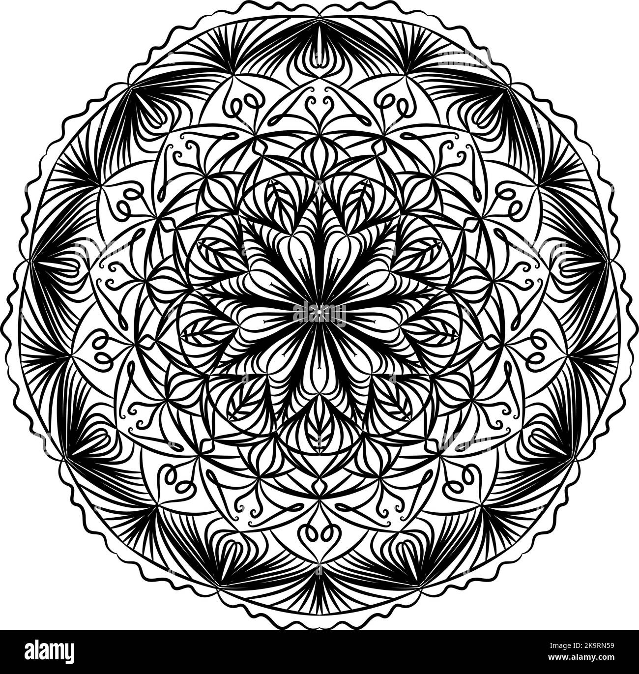 Mandala round lacy pattern. Decorative ornament in circle on white ...