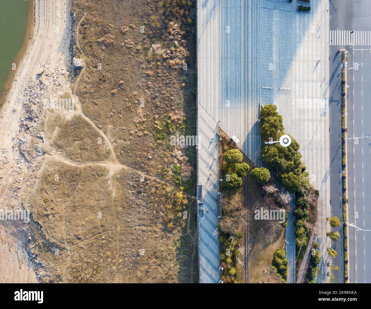 Aerial view of riverbank,the dry river Stock Photo - Alamy